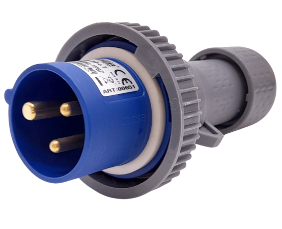Spina industriale CEE blu 2P+T 16A 240V IP67 - Cod. 00651 - ToolShop Italia